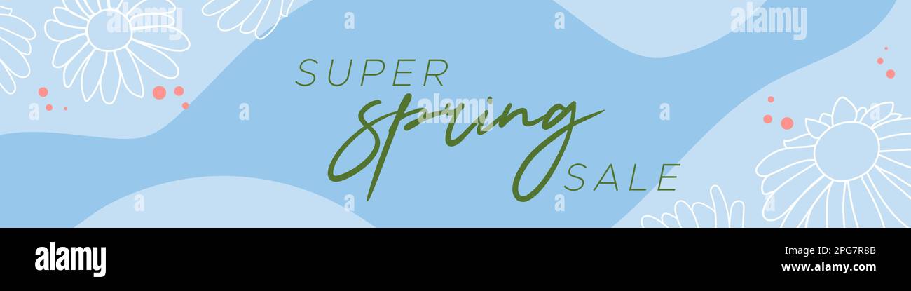 Spring sale colorful horizontal banner. Abstract organic shapes ...