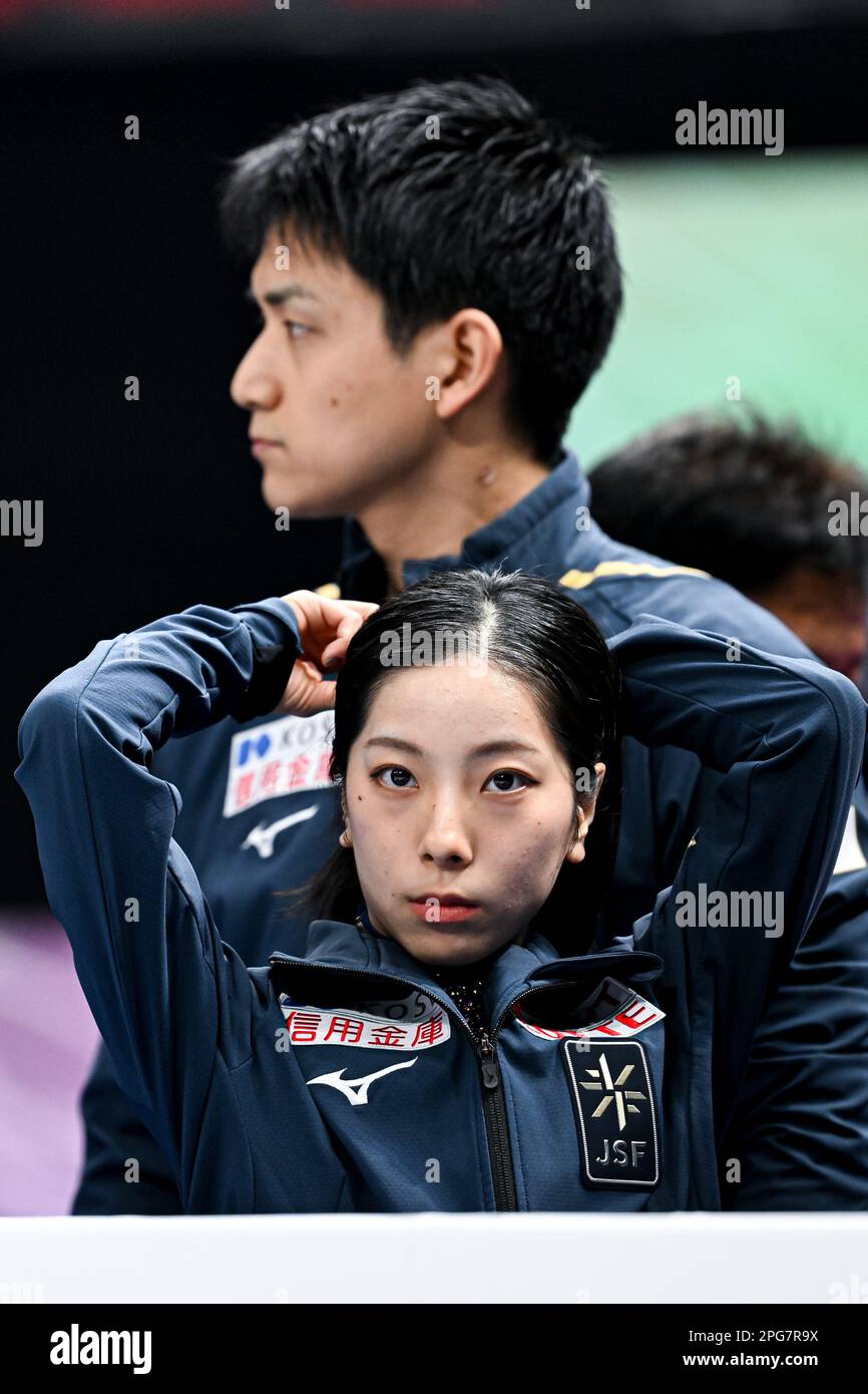 Riku MIURA & Ryuichi KIHARA (JPN), during Pairs Practice, at the ISU ...