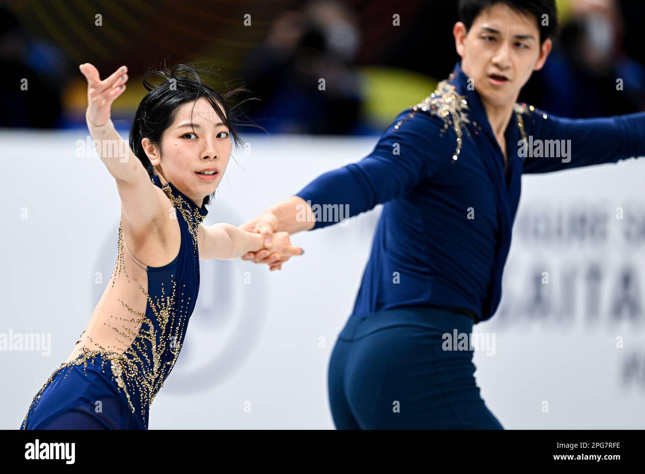 Riku MIURA & Ryuichi KIHARA (JPN), during Pairs Practice, at the ISU ...