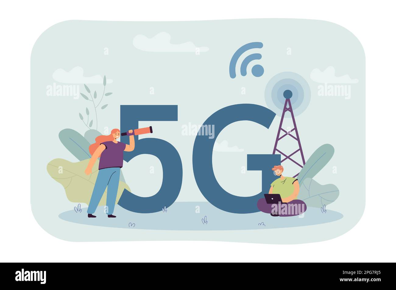 Vector flat illustration tiny male and female characters Cut Out Stock ...