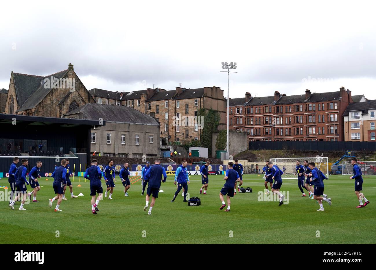 Scotland's players during the training session at Lesser Hampden ...