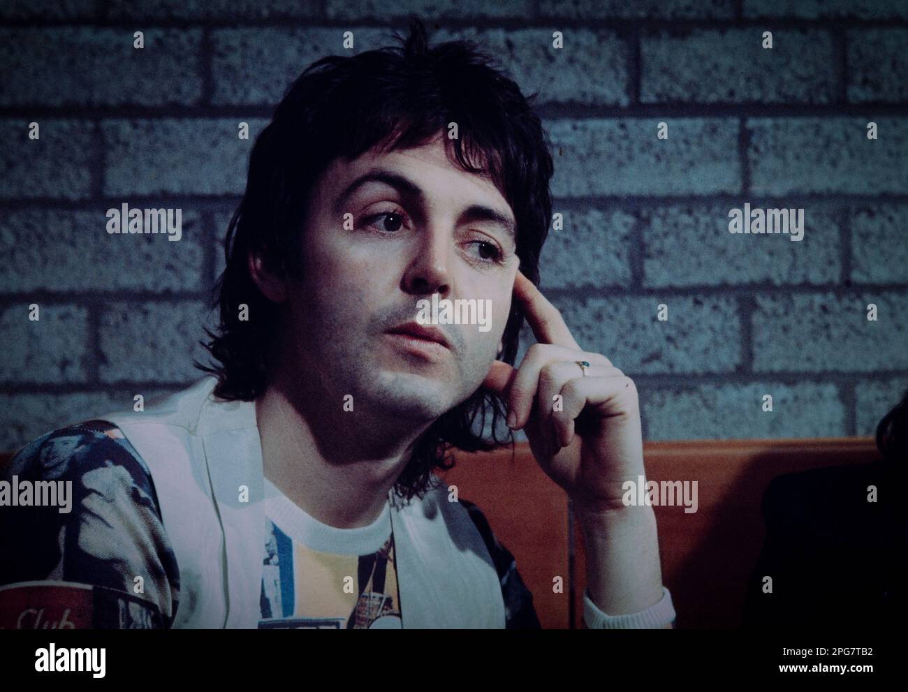 Paul McCartney from Wings posed backstage at Ahoy in Rotterdam ...