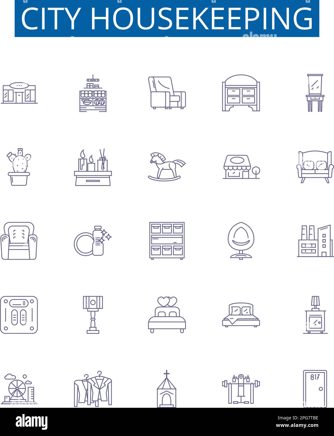 City housekeeping line icons signs set. Design collection of Urban ...