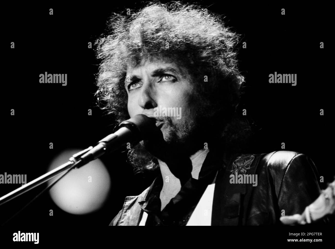 Bob Dylan performs live on stage at the Feijenoord Stadion, Rotterdam ...