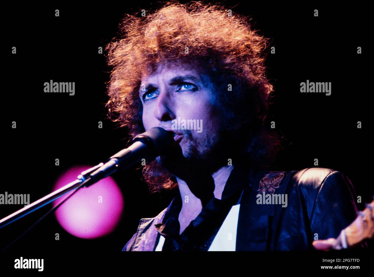 Bob Dylan performs live on stage at the Feijenoord Stadion, Rotterdam ...