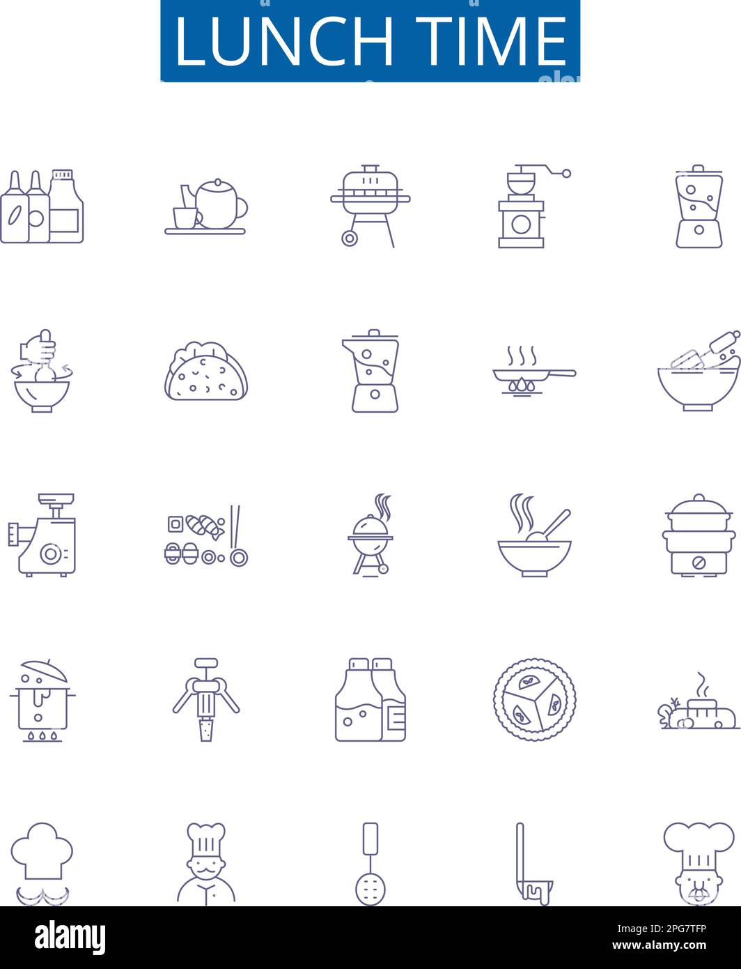 Lunch time line icons signs set. Design collection of Mealtime ...