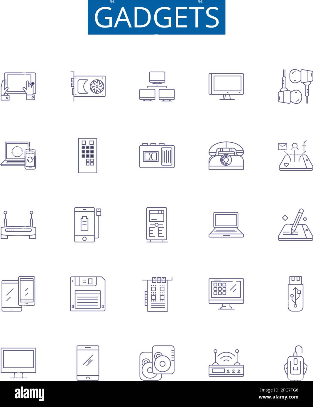 Gadgets line icons signs set. Design collection of devices, electronics ... Gadgets line icons signs set. Design collection of devices, electronics ...
