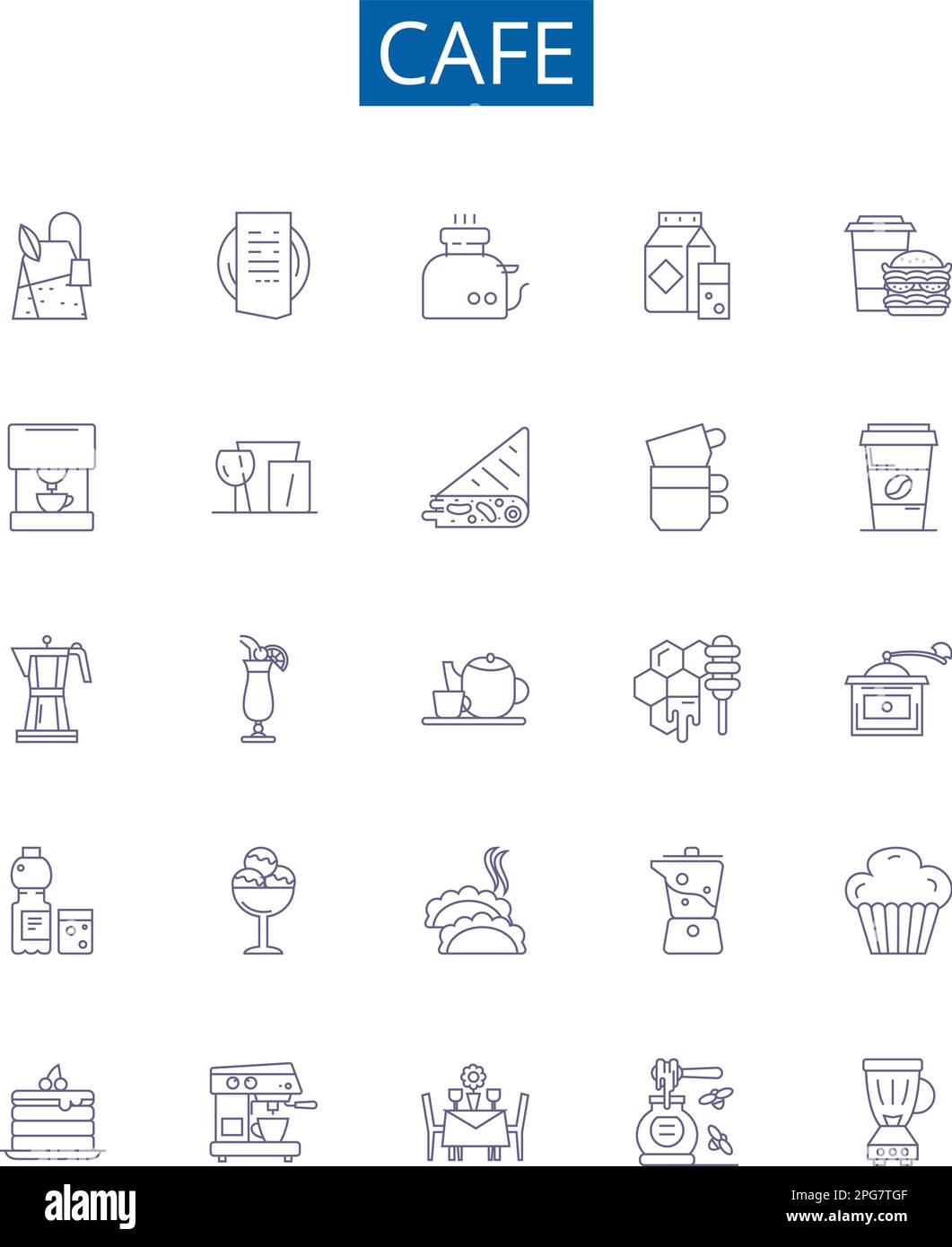 Cafe line icons signs set. Design collection of Cafe, Coffee, Restaurant, Latte, Espresso ...