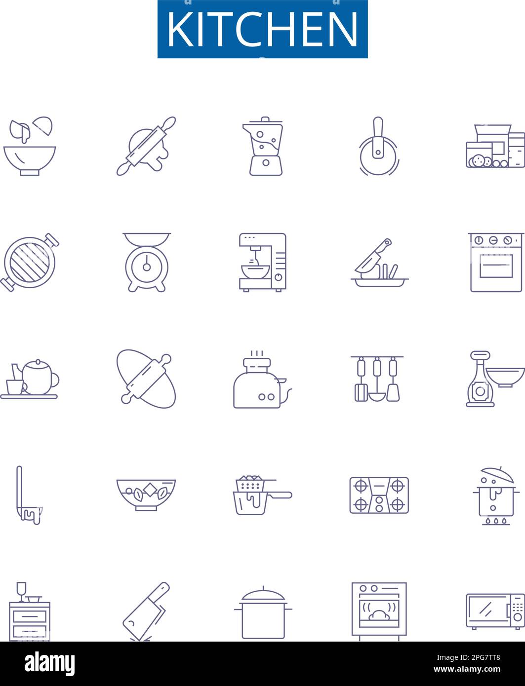 Kitchen line icons signs set. Design collection of Cooking, Cuisine ...