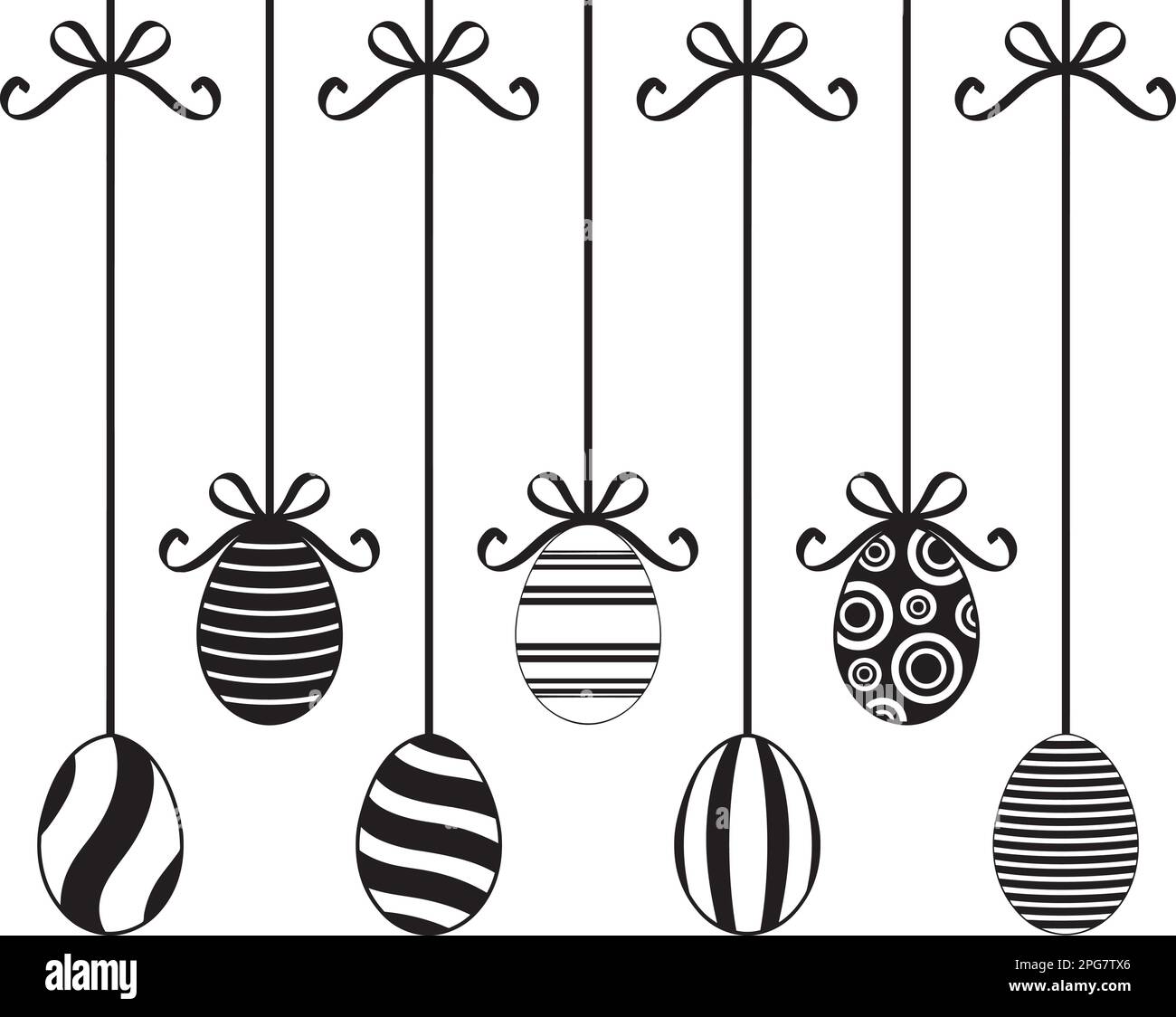 Set of different hanging Easter egg decorations isolated on white Stock ...