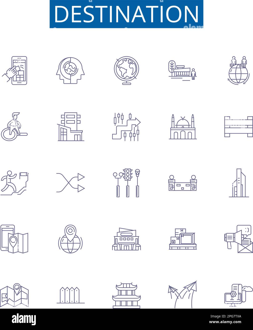 Destination line icons signs set. Design collection of Destination ...