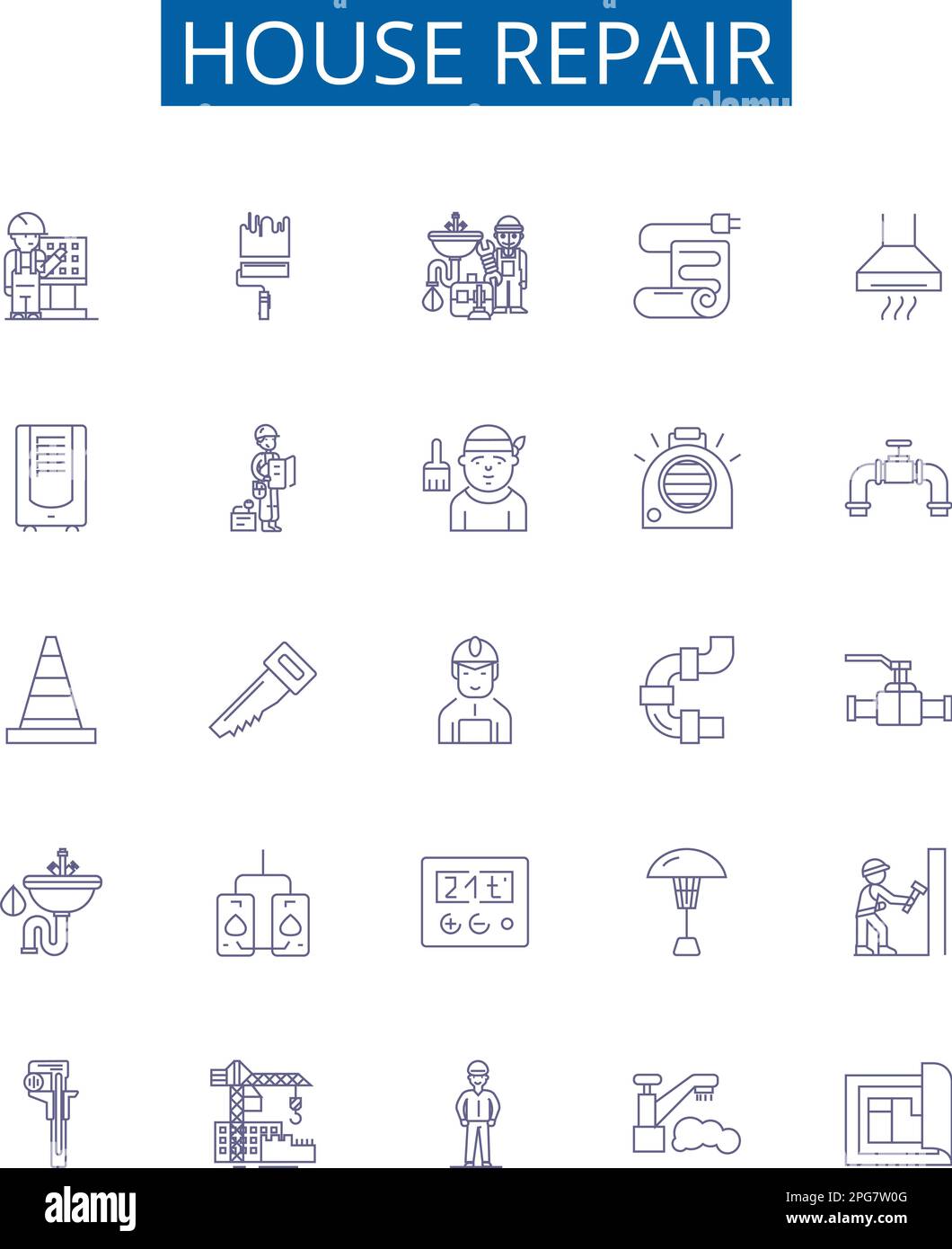 House repair line icons signs set. Design collection of Housekeeping ...