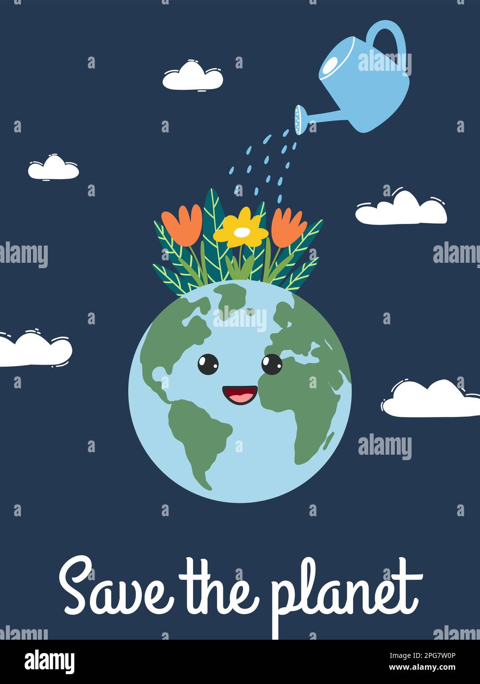 Concept of go green, Earth Day, Save the planet. Vector illustration of ...