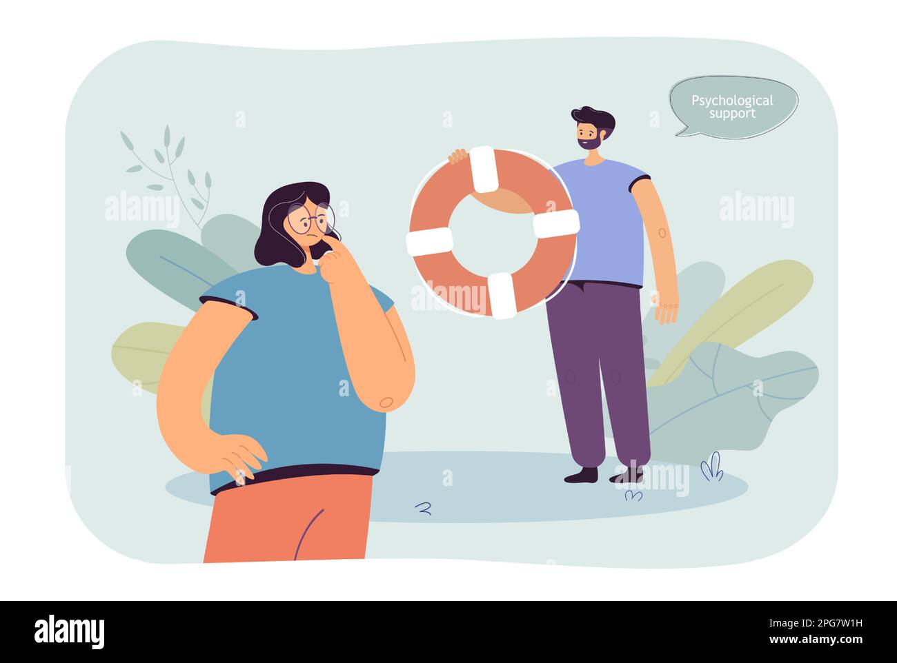 Therapist or friend holding lifebuoy as symbol of help Stock Vector ...