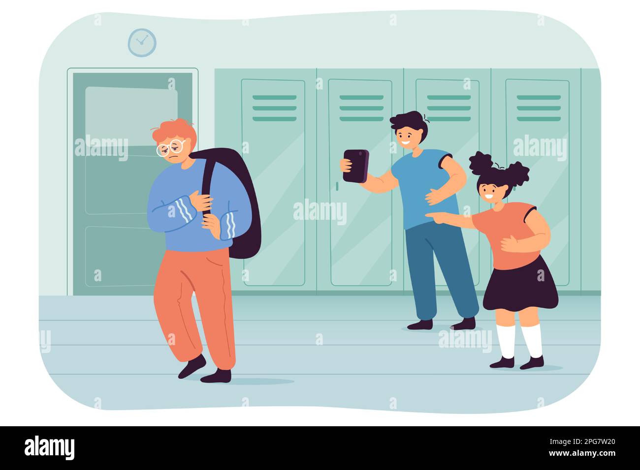 Children laughing at sad lonely boy at school Stock Vector Image & Art ...