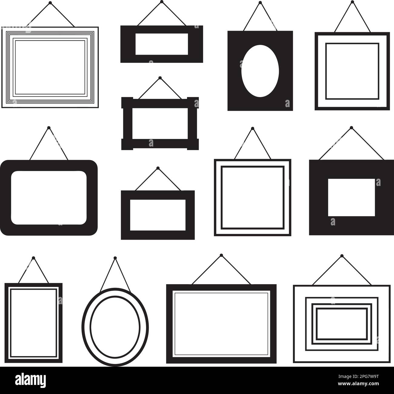 Collection Of Different Picture Frames Isolated On White Stock Vector