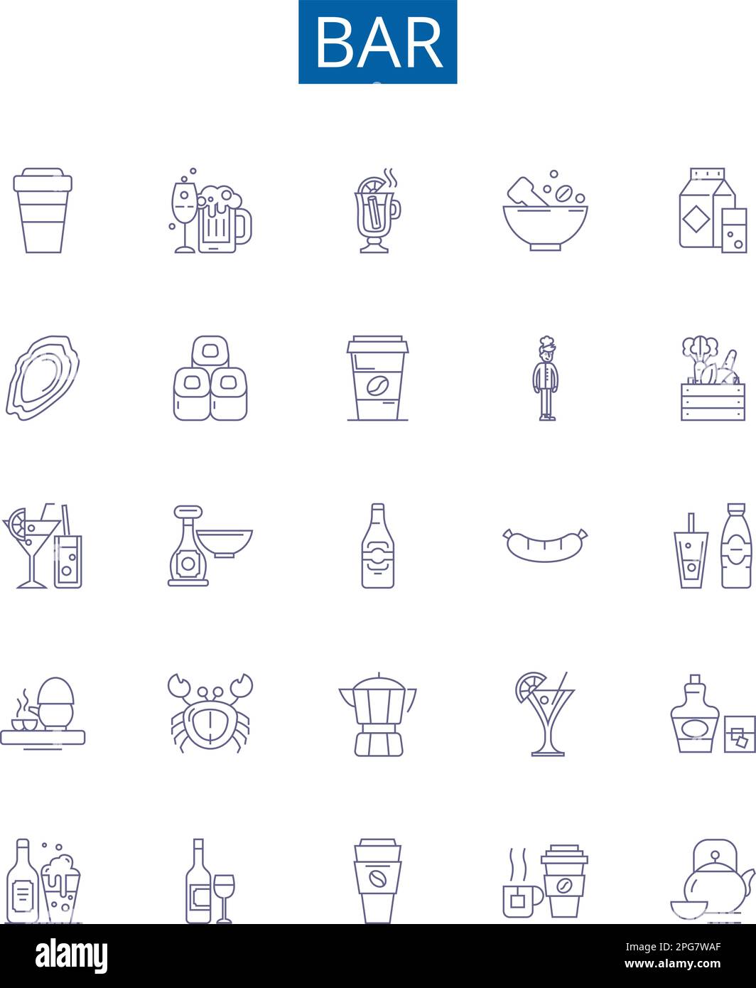 Bar Line Icons Signs Set Design Collection Of Pub Tavern Saloon Lounge Beer Alcohol Mixer