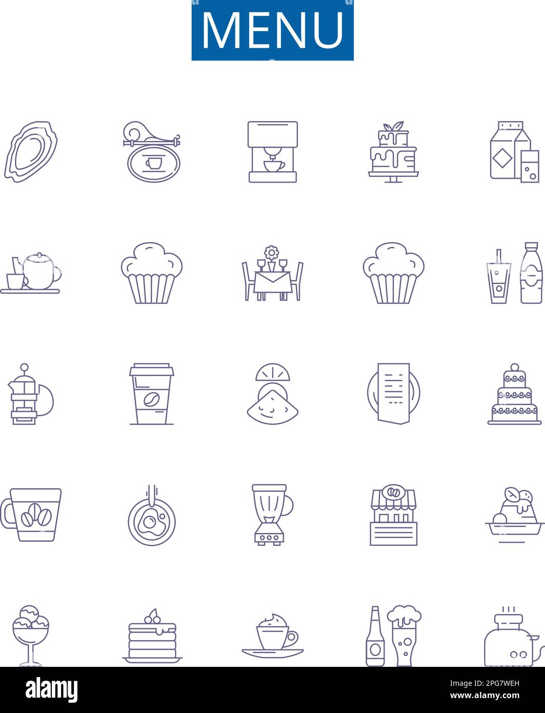Menu Line Icons Signs Set Design Collection Of Diet Food Cuisine Fare Listing Selections