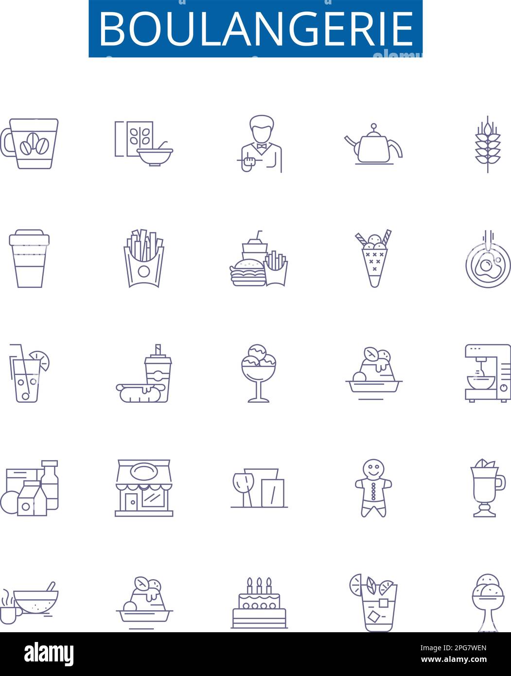 Boulangerie line icons signs set. Design collection of Bakery ...