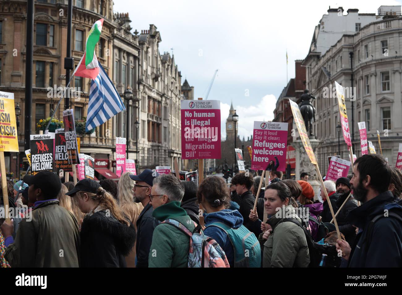 London, UK. 18th Mar, 2023. People attend the Resist Racism National ...