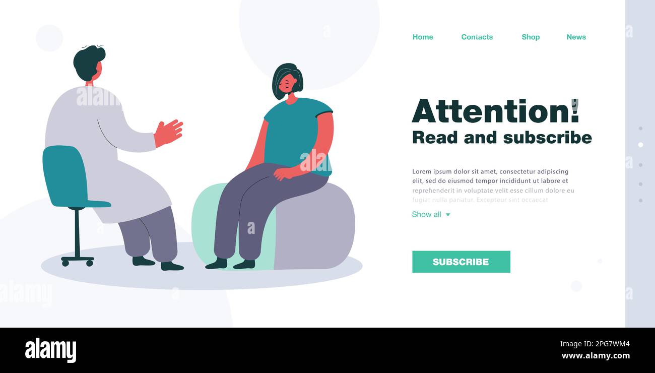 Sad woman at doctors appointment flat vector illustration Stock Vector ...