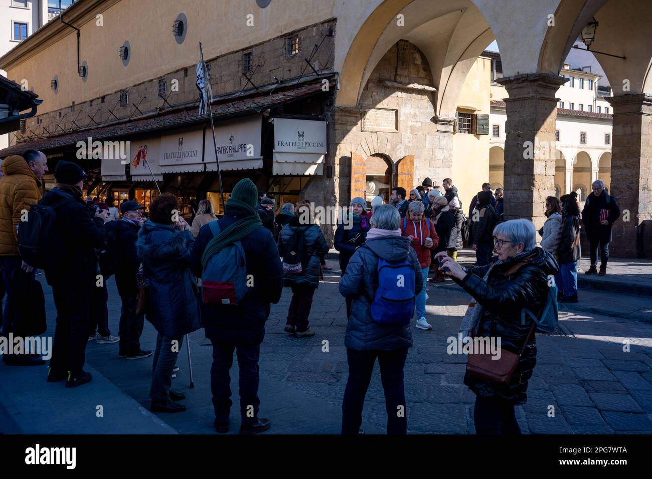 The famous Ponte Vecchio bridge in Florence with the Vasari corridor ...