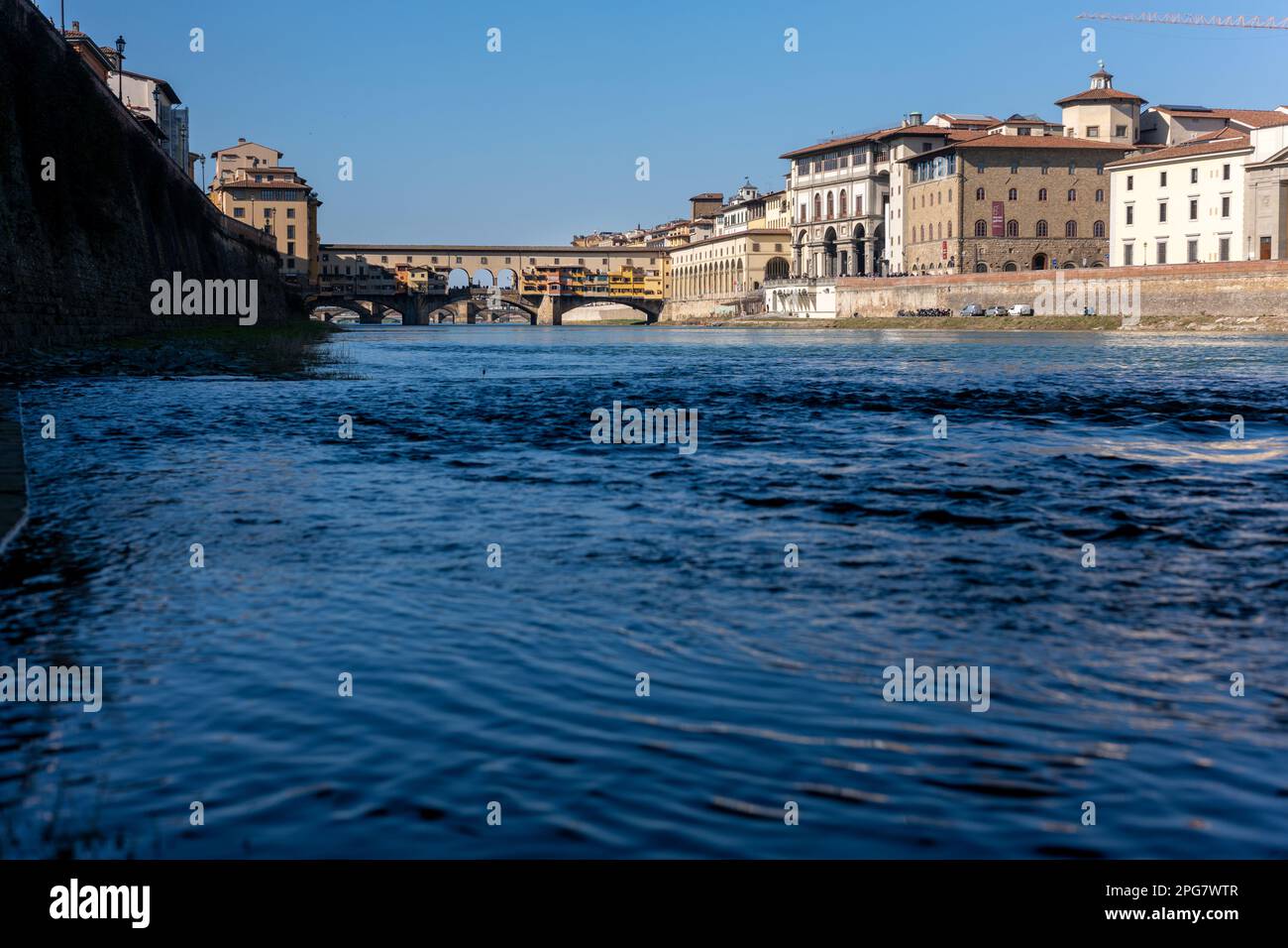 The famous Ponte Vecchio bridge in Florence with the Vasari corridor ...