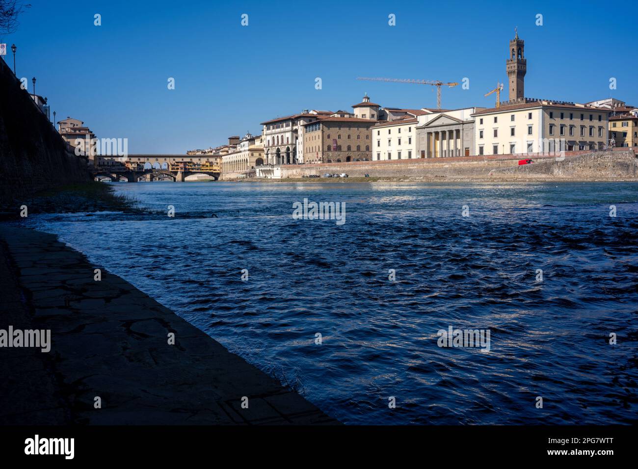 The famous Ponte Vecchio bridge in Florence with the Vasari corridor ...
