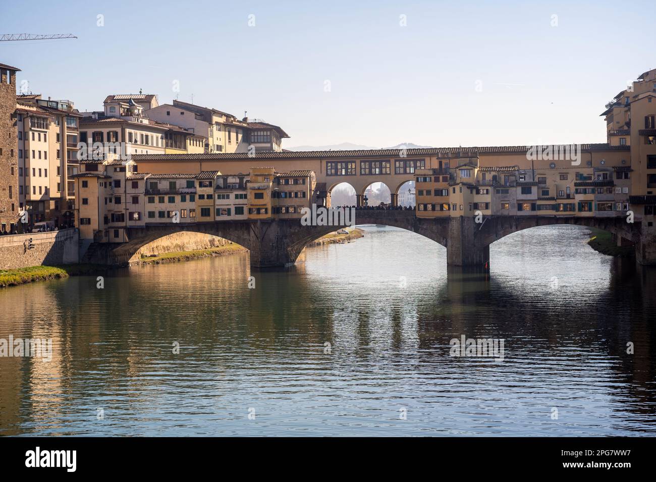 The famous Ponte Vecchio bridge in Florence with the Vasari corridor ...