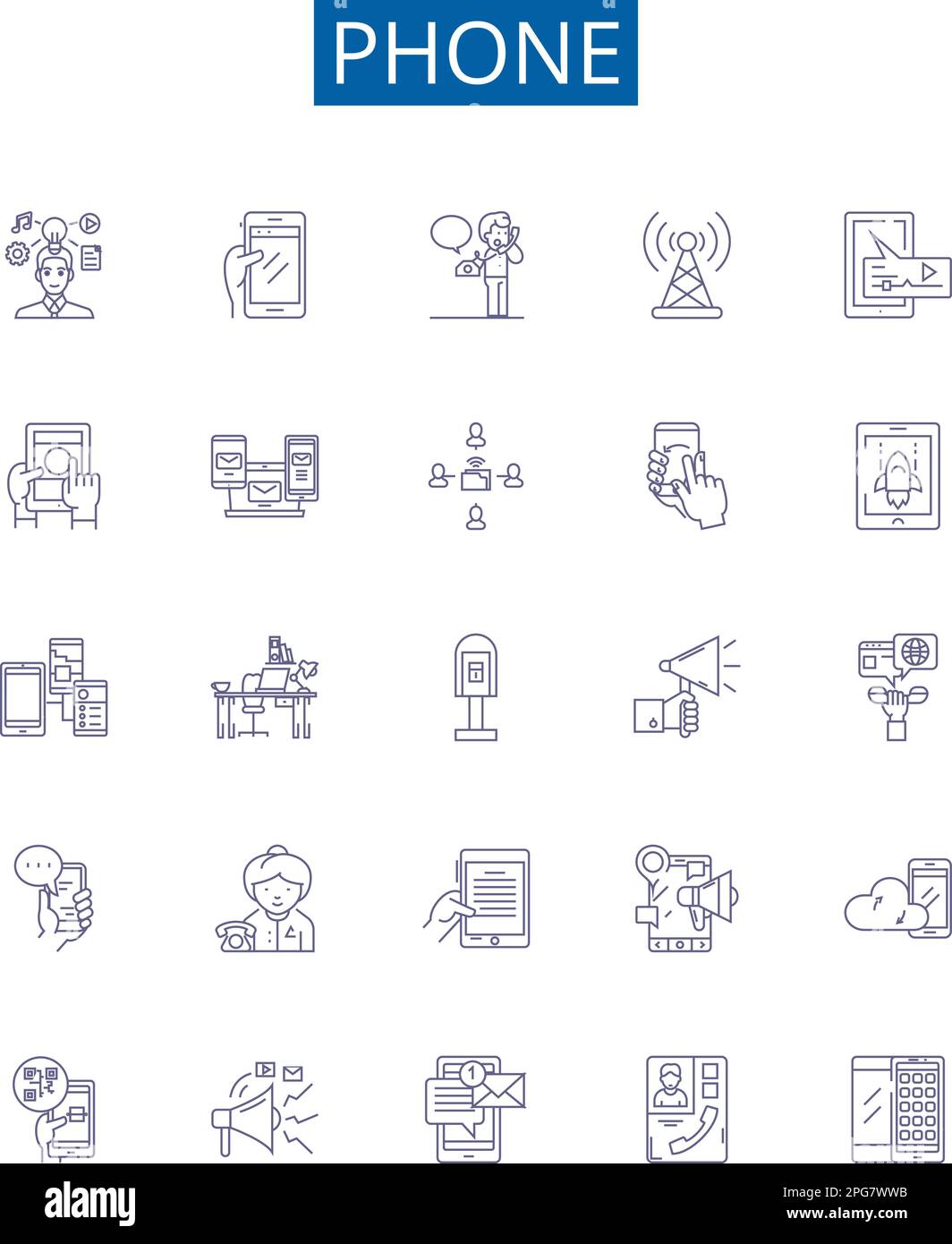 Phone line icons signs set. Design collection of Telephone, Mobile ...