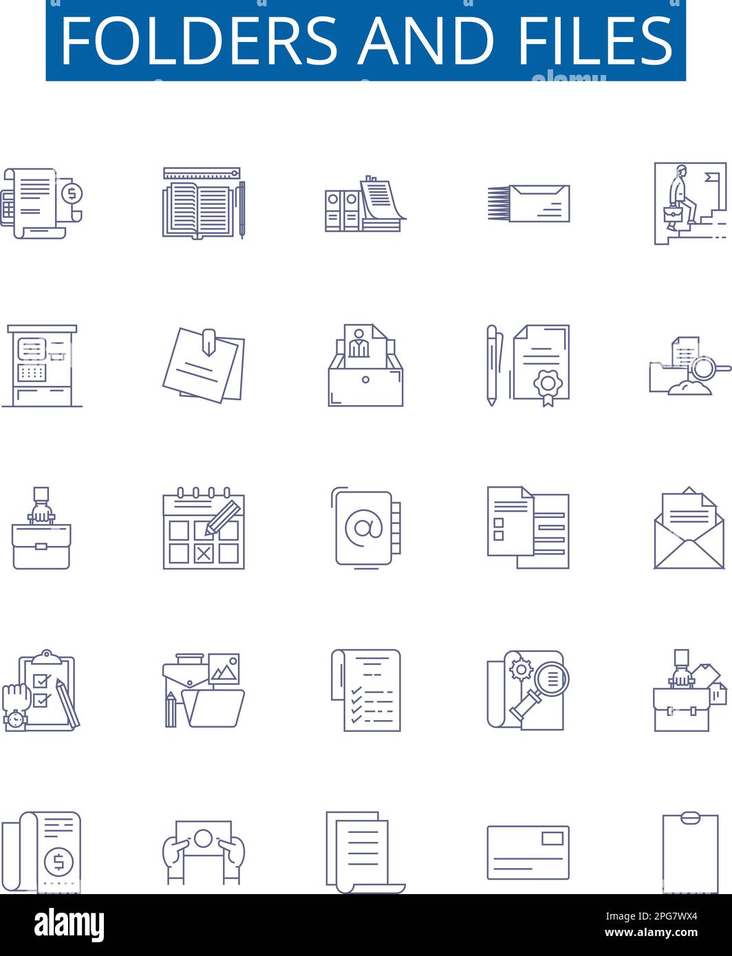 Folders And Files Line Icons Signs Set Design Collection Of Folders