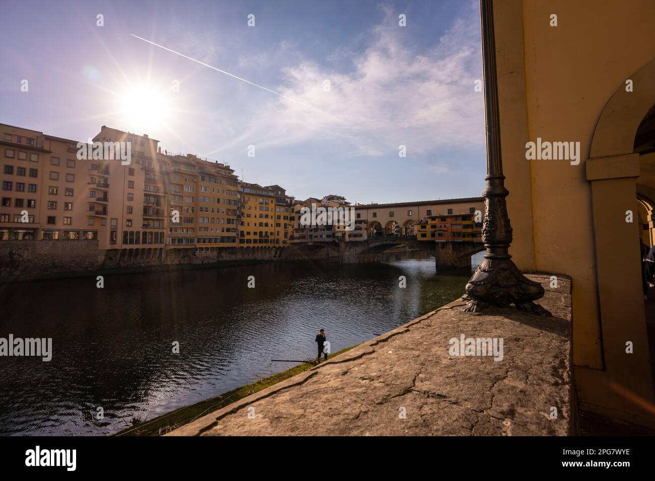 The famous Ponte Vecchio bridge in Florence with the Vasari corridor ...