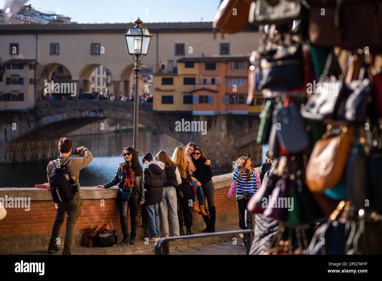 The famous Ponte Vecchio bridge in Florence with the Vasari corridor ...