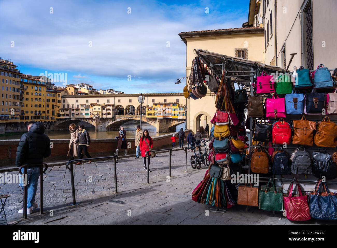 The famous Ponte Vecchio bridge in Florence with the Vasari corridor ...
