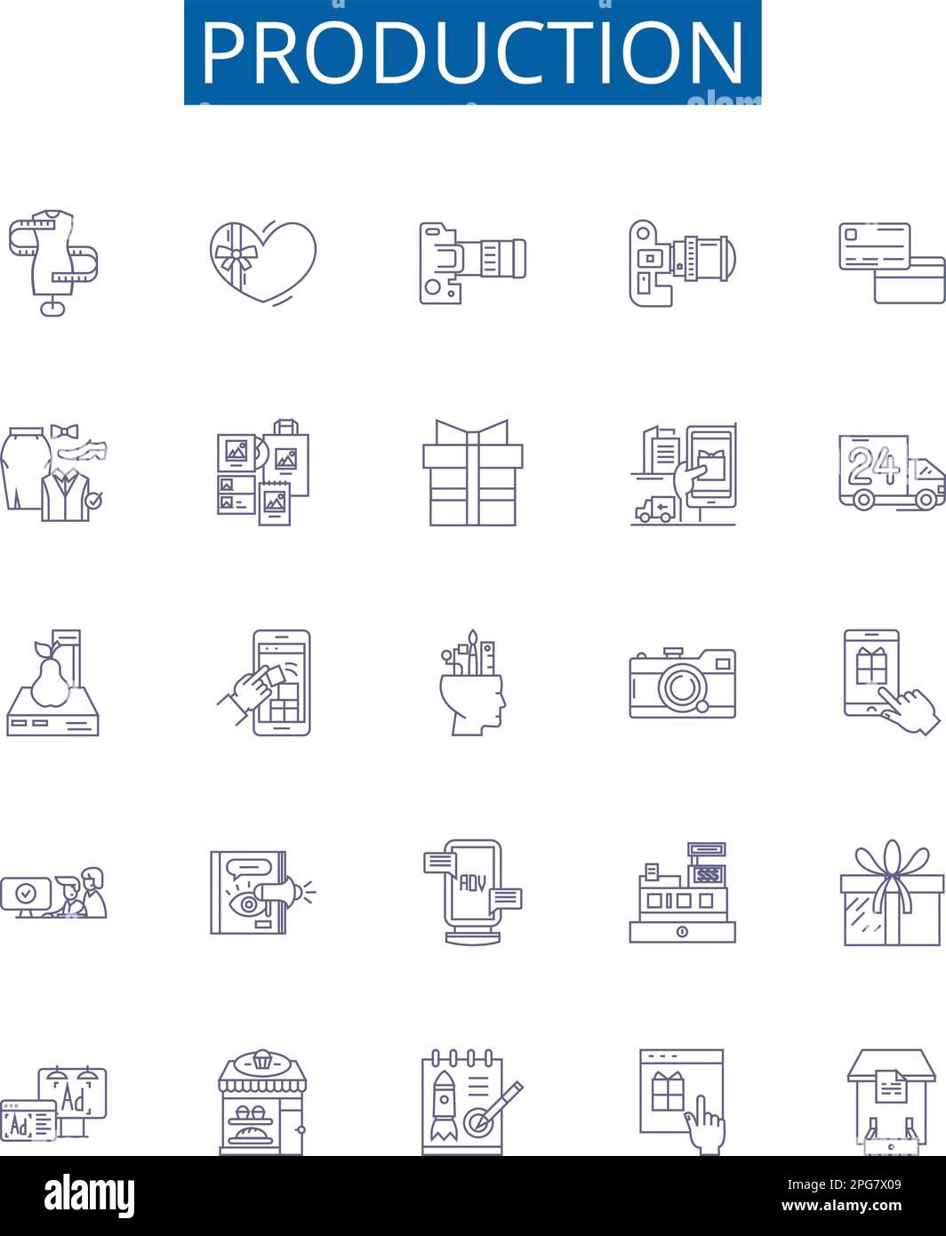 Production line icons signs set. Design collection of Producing ...