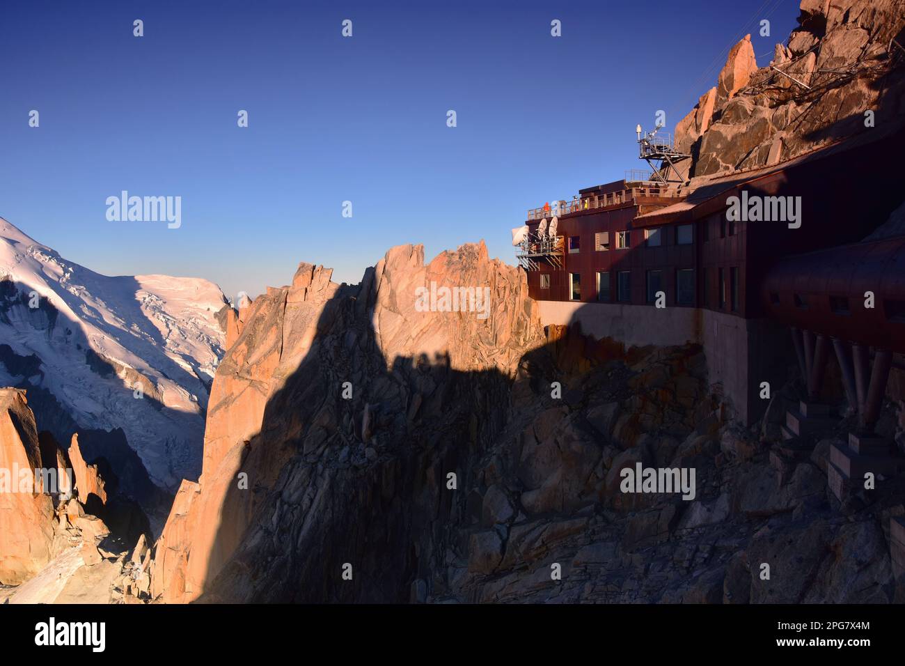 Amazing summer landscape with Aiguille du Midi peak and platform of ...