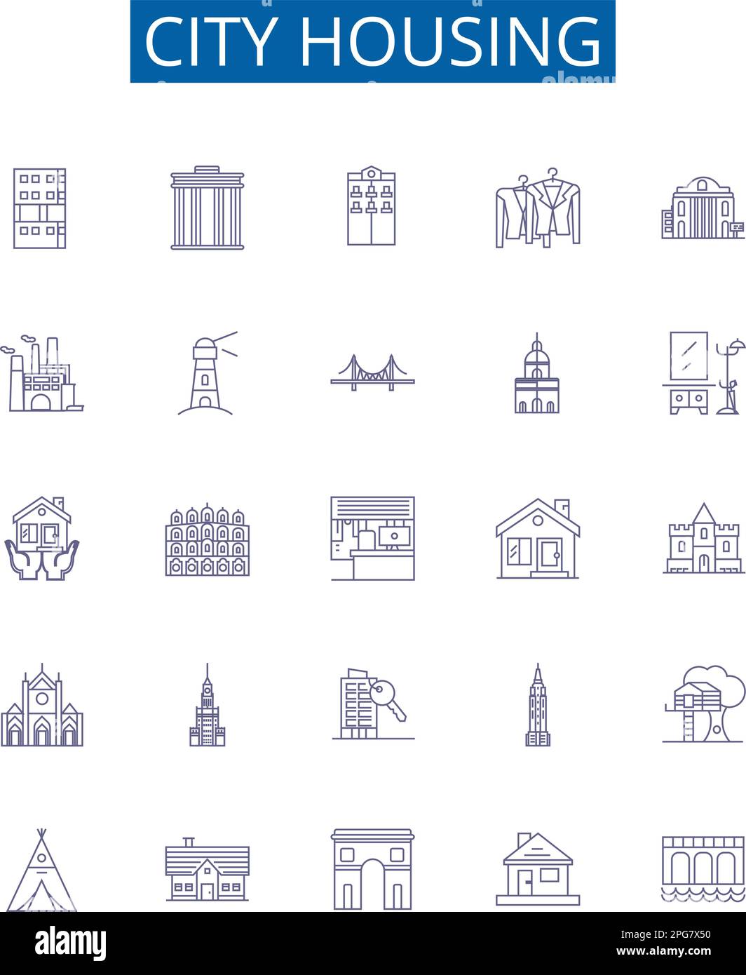 City housing line icons signs set. Design collection of Urban ...