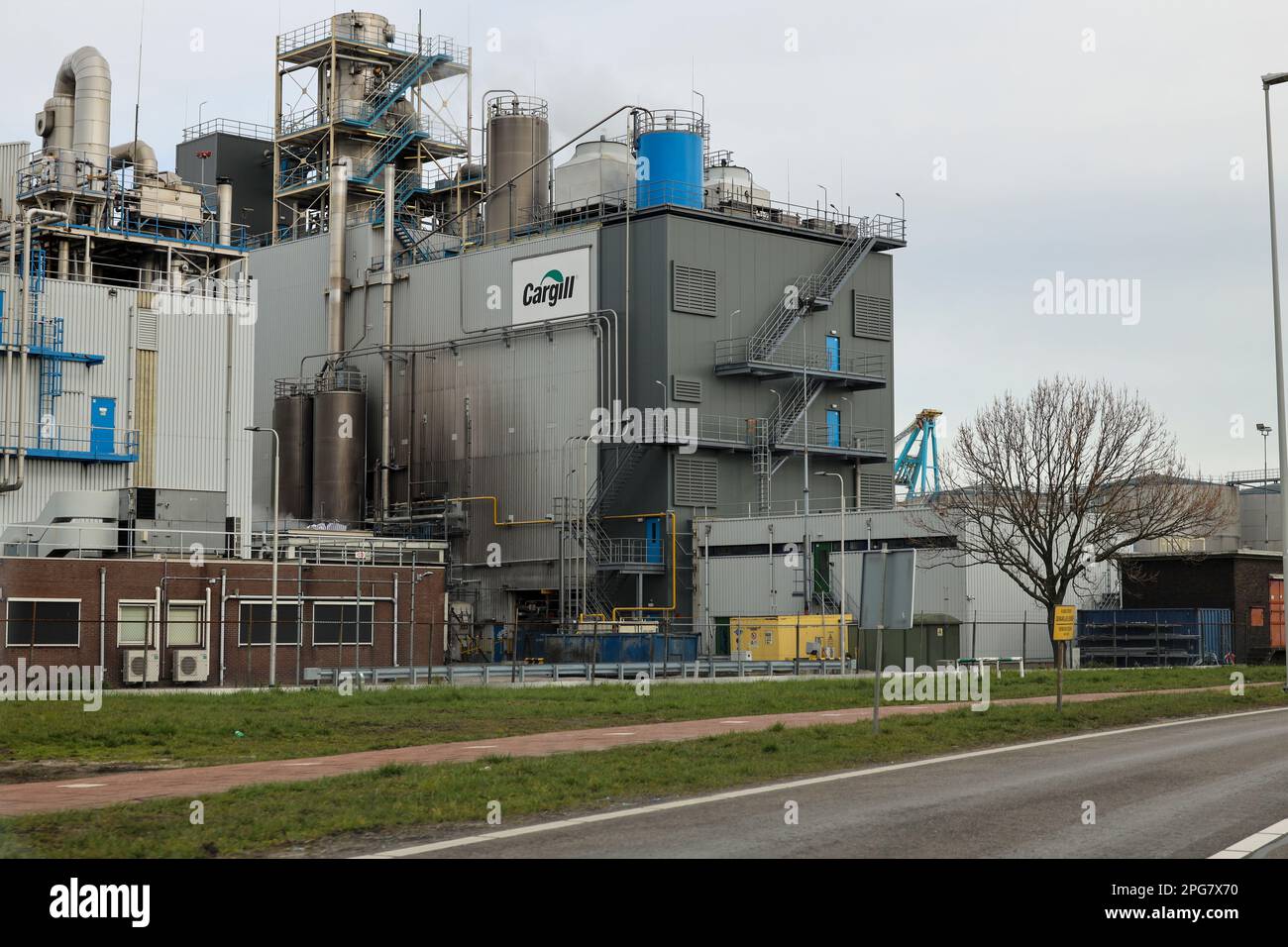 Refinery installation and tanks in the Botlek harbor at the port of ...