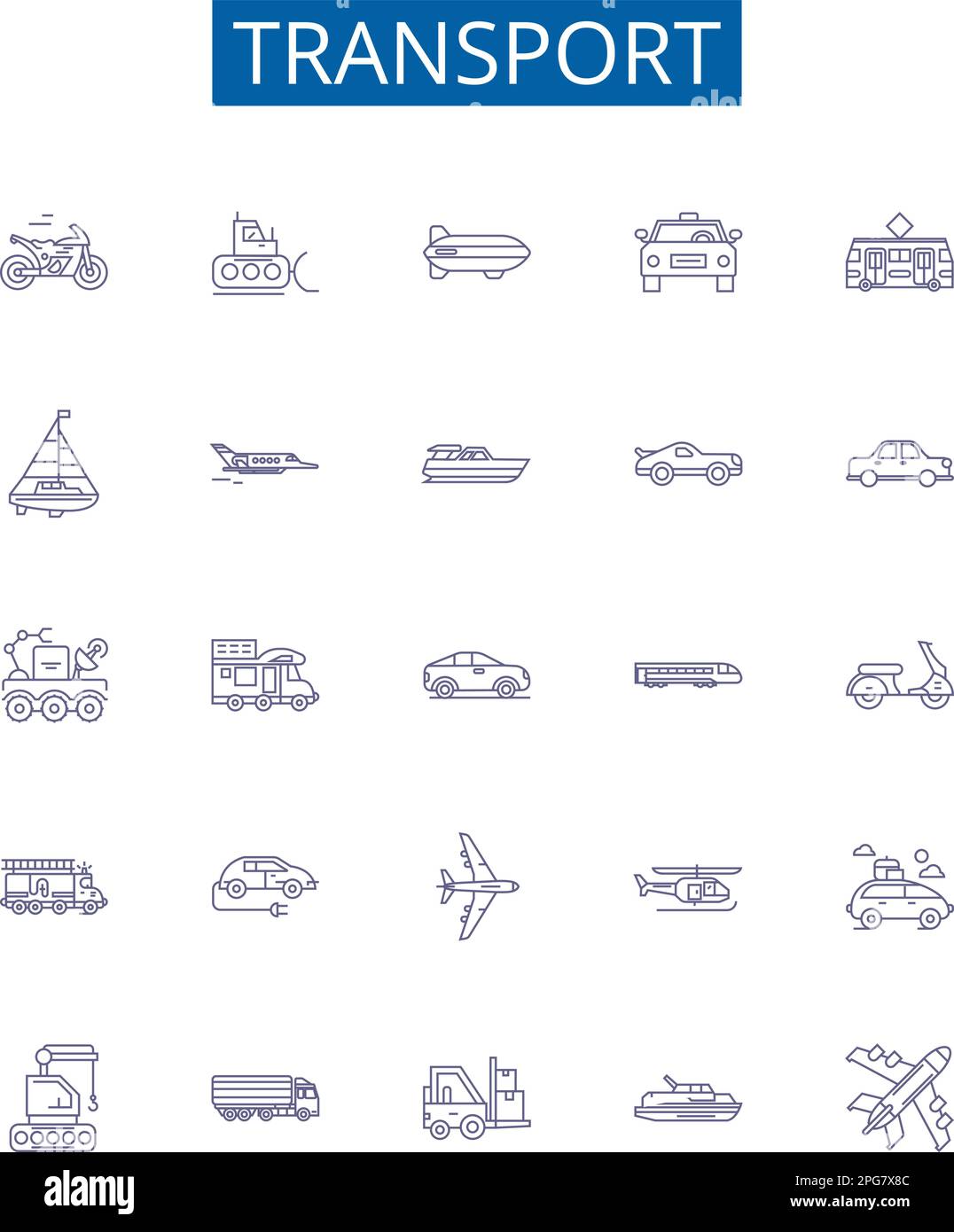 Transport line icons signs set. Design collection of Transportation ...