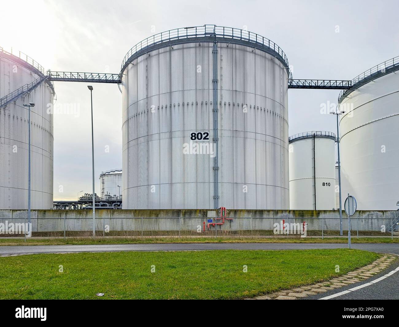 Tanks for oil and petro storage at the Pernis harbor in the port of ...