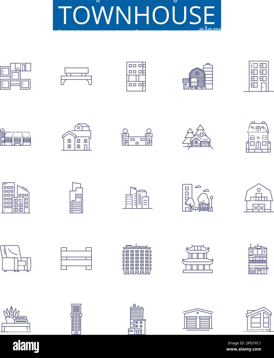 Townhouse line icons signs set. Design collection of Townhome ...