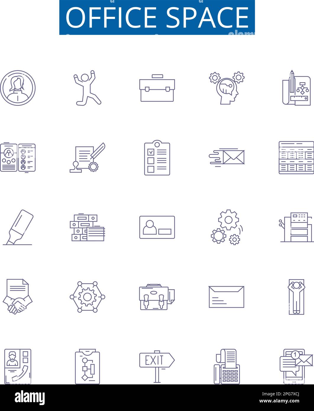 Office space line icons signs set. Design collection of Cubicle, Desk ...