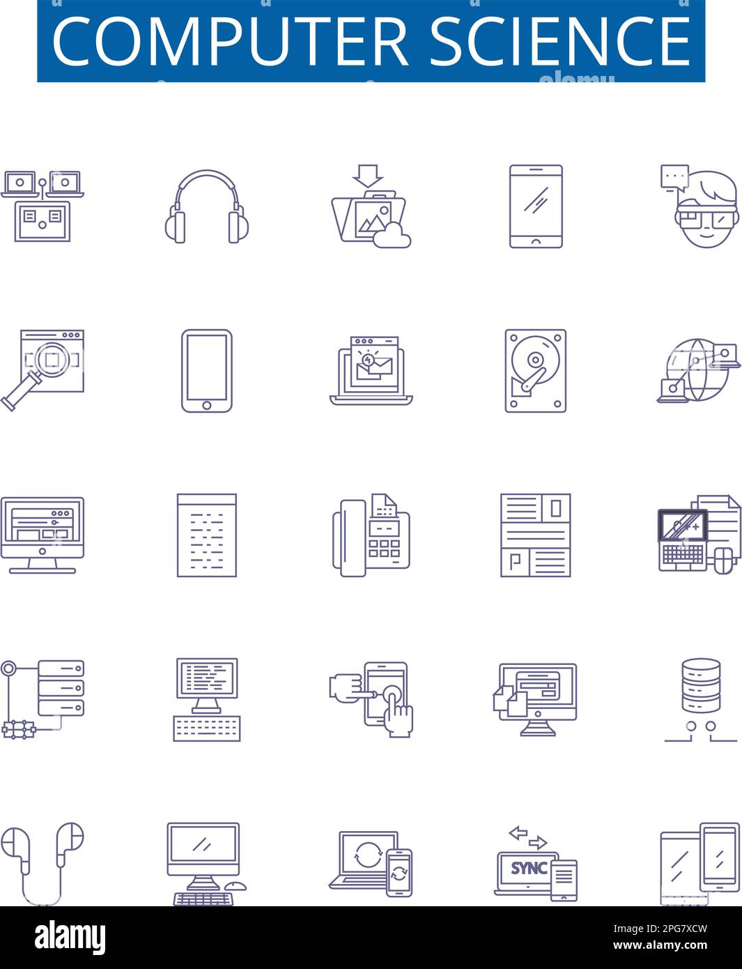 Computer Science Line Icons Signs Set Design Collection Of Technology Algorithms Programming