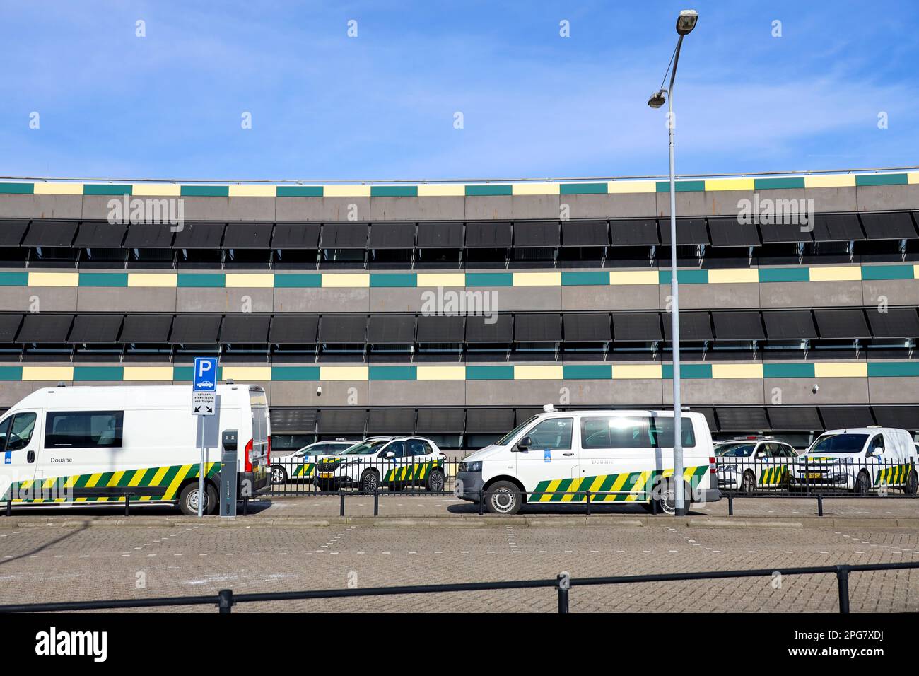 Vehicles and office of the customs (Douane) in the Netherlands at ...