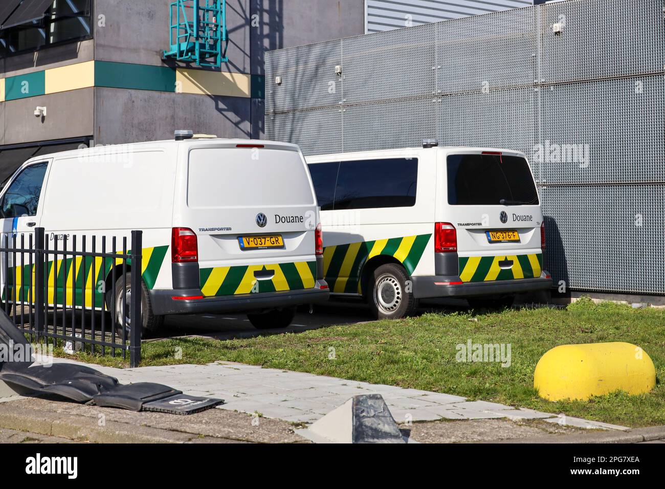Vehicles and office of the customs (Douane) in the Netherlands at ...