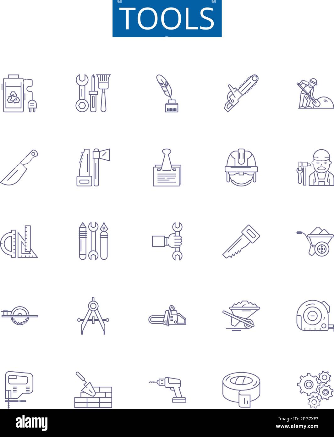 Tools line icons signs set. Design collection of Spanner, Wrench ...