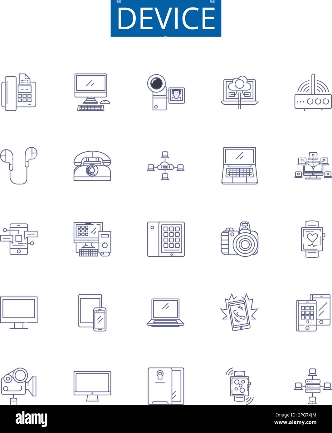 Device line icons signs set. Design collection of Device, Gadget, Tool ...