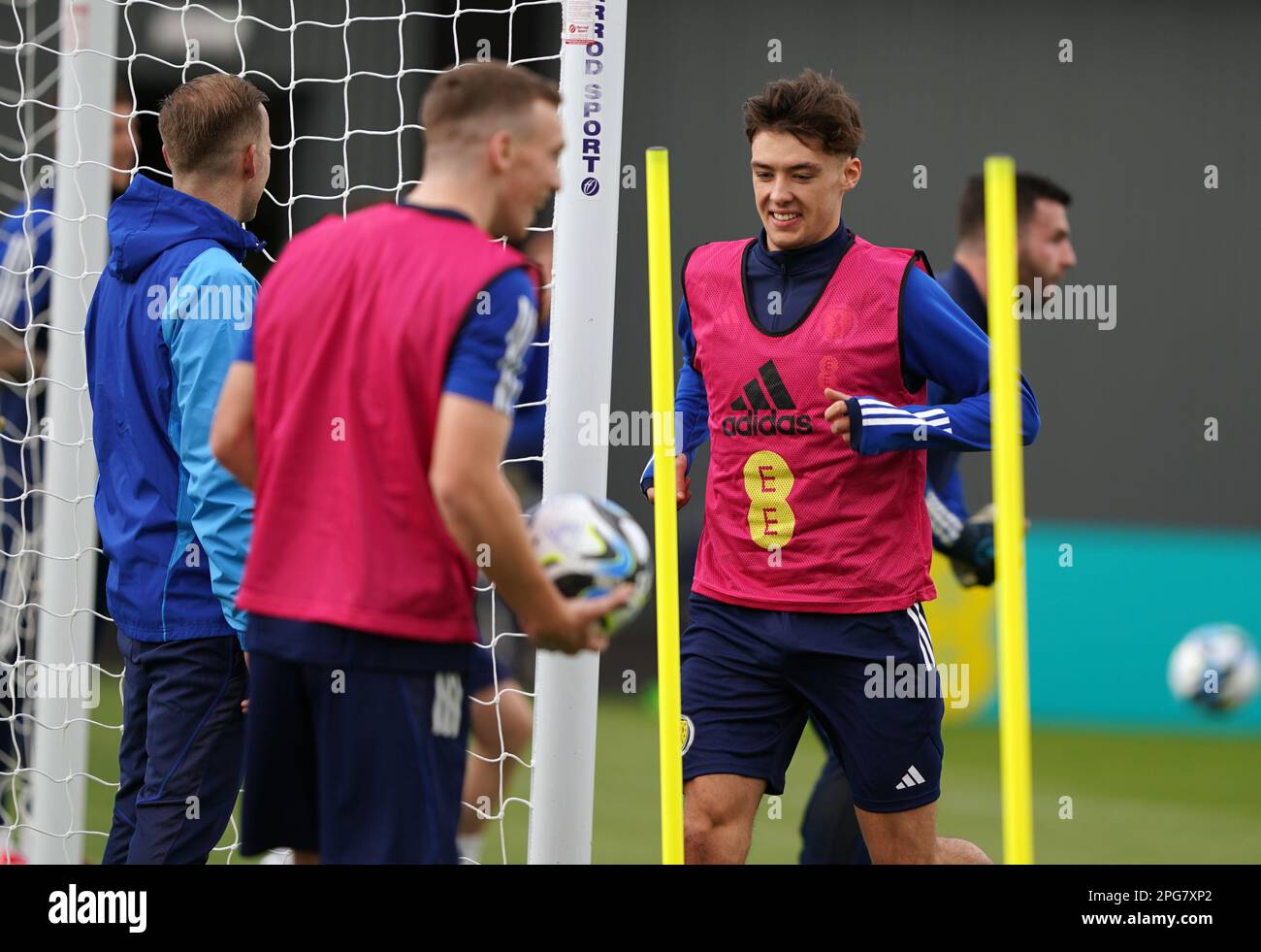 Scotland's Aaron Hickey during the training session at Lesser Hampden ...