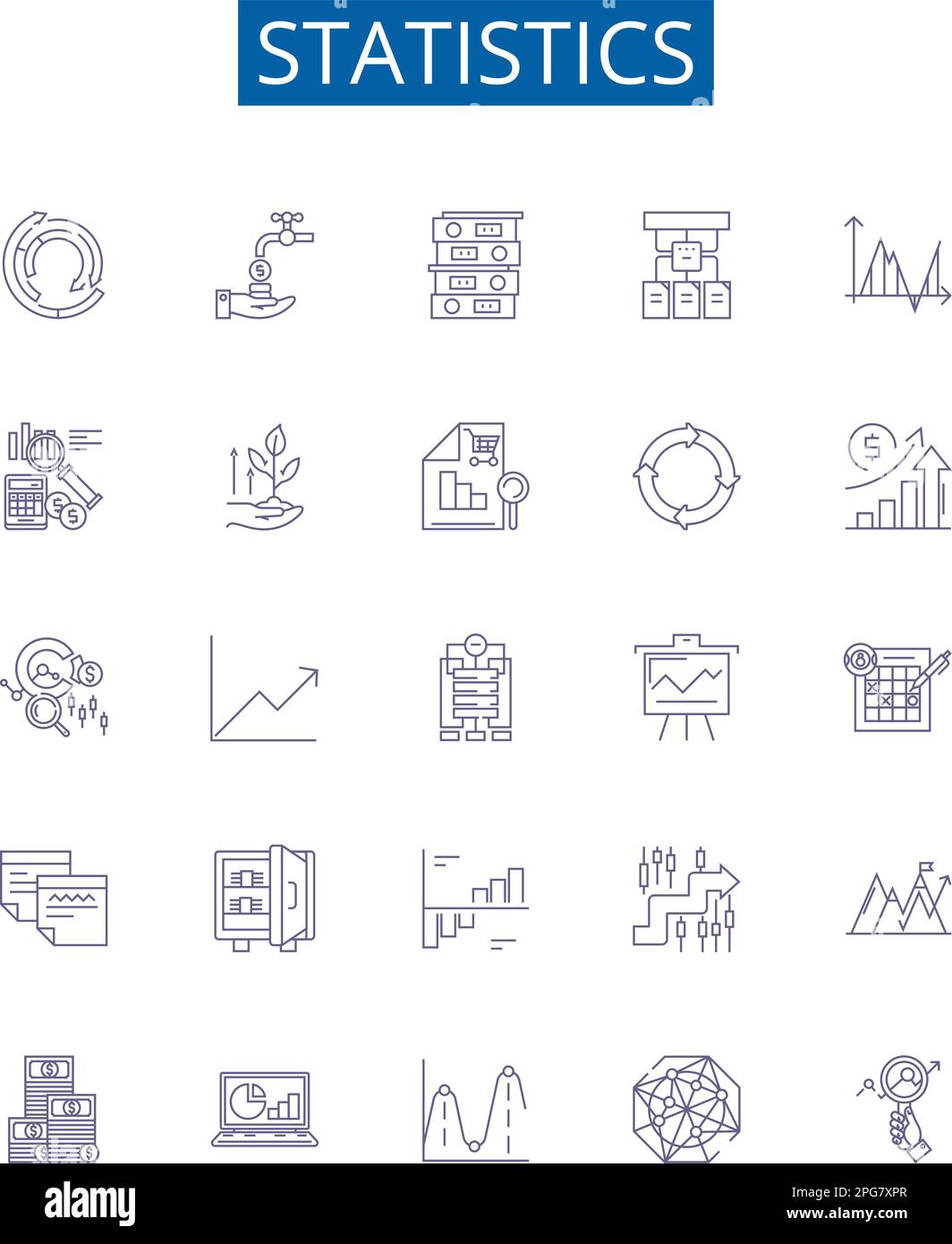 Statistics line icons signs set. Design collection of Statistics, data ...