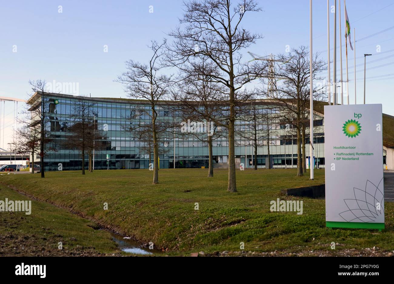 Office of the BP refinery in Europoort as part of the port of Rotterdam ...